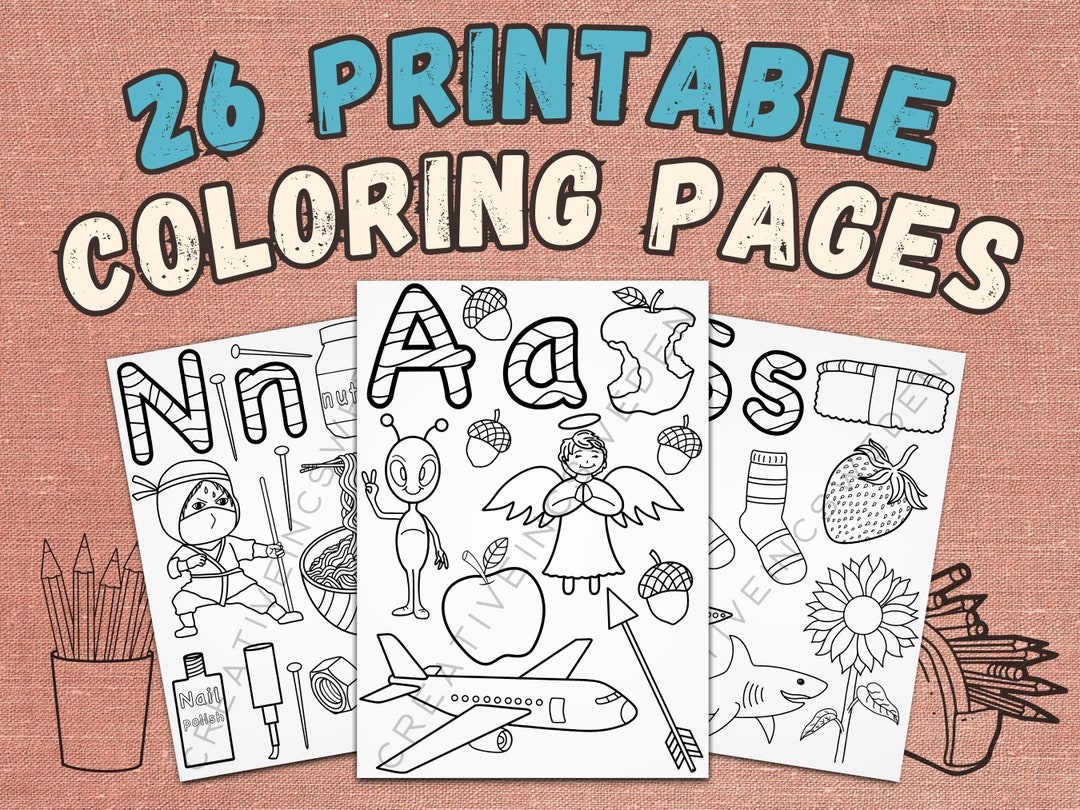 26 Printable Alphabet Coloring Pages for Kids - Etsy