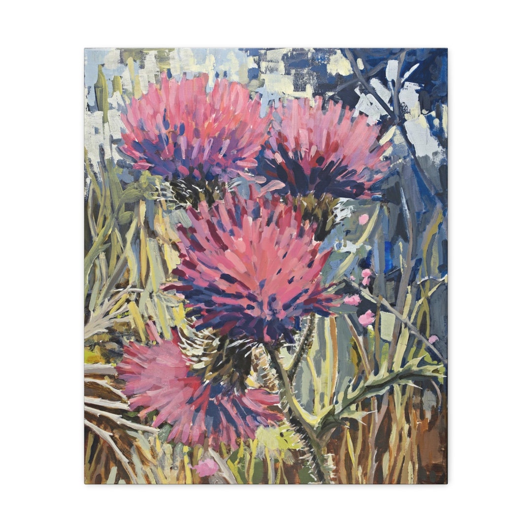 Acrylic Print Thistle Floral Landscape Art Print Large Canvas Print ...