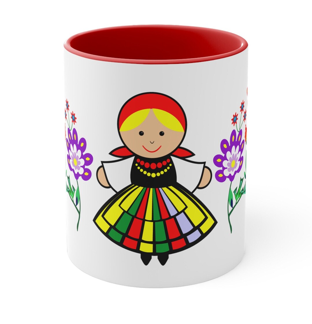 Polish Folk Flower Mug - Traditional Pyza Gift, Slavic Art, Eastern ...