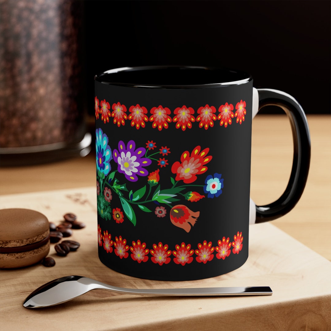 Polish Folk Flower Mug - Traditional Poland Babcia Gift, Slavic Art ...