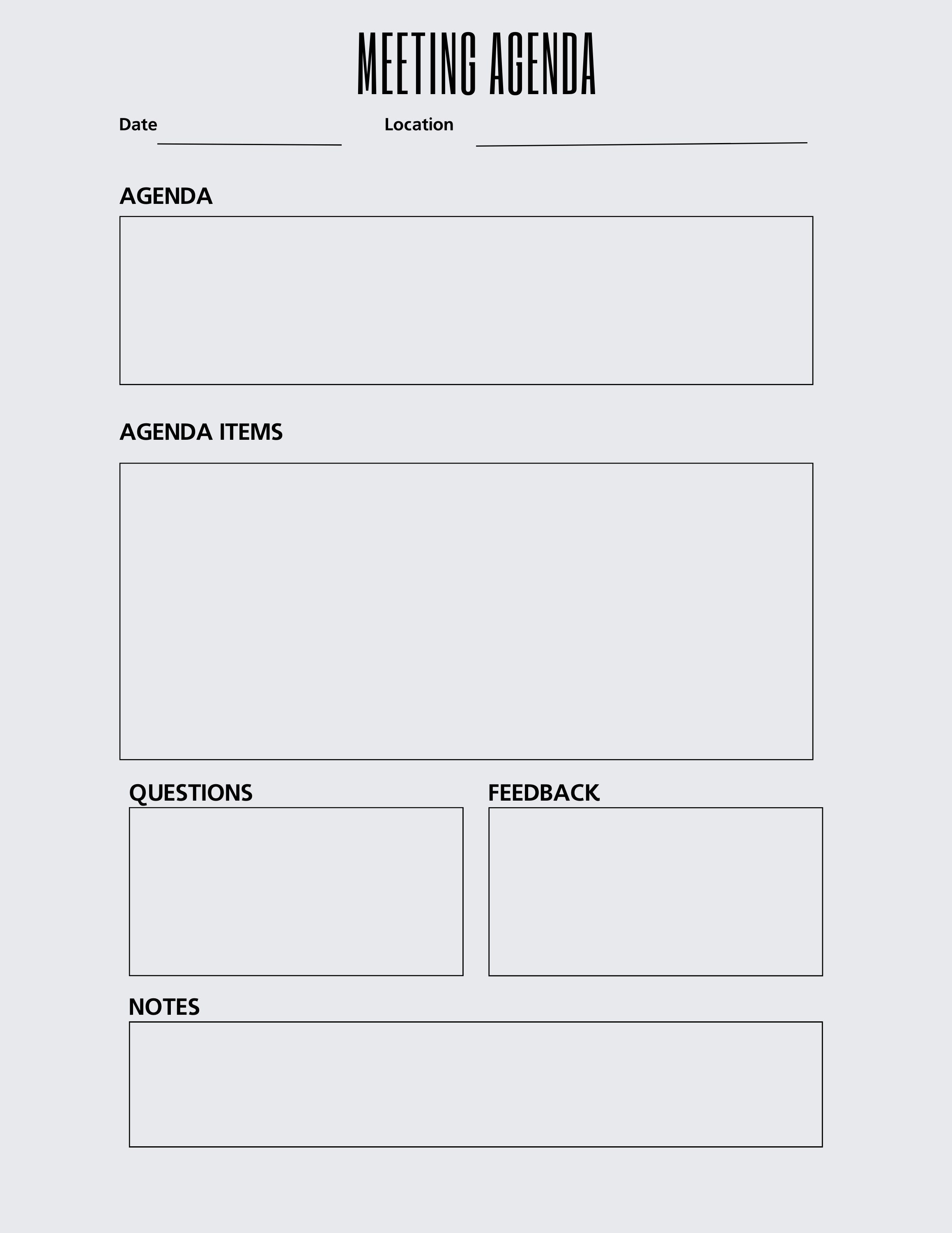 Meeting Agenda Notes Template Printable Business Note Taking - Etsy