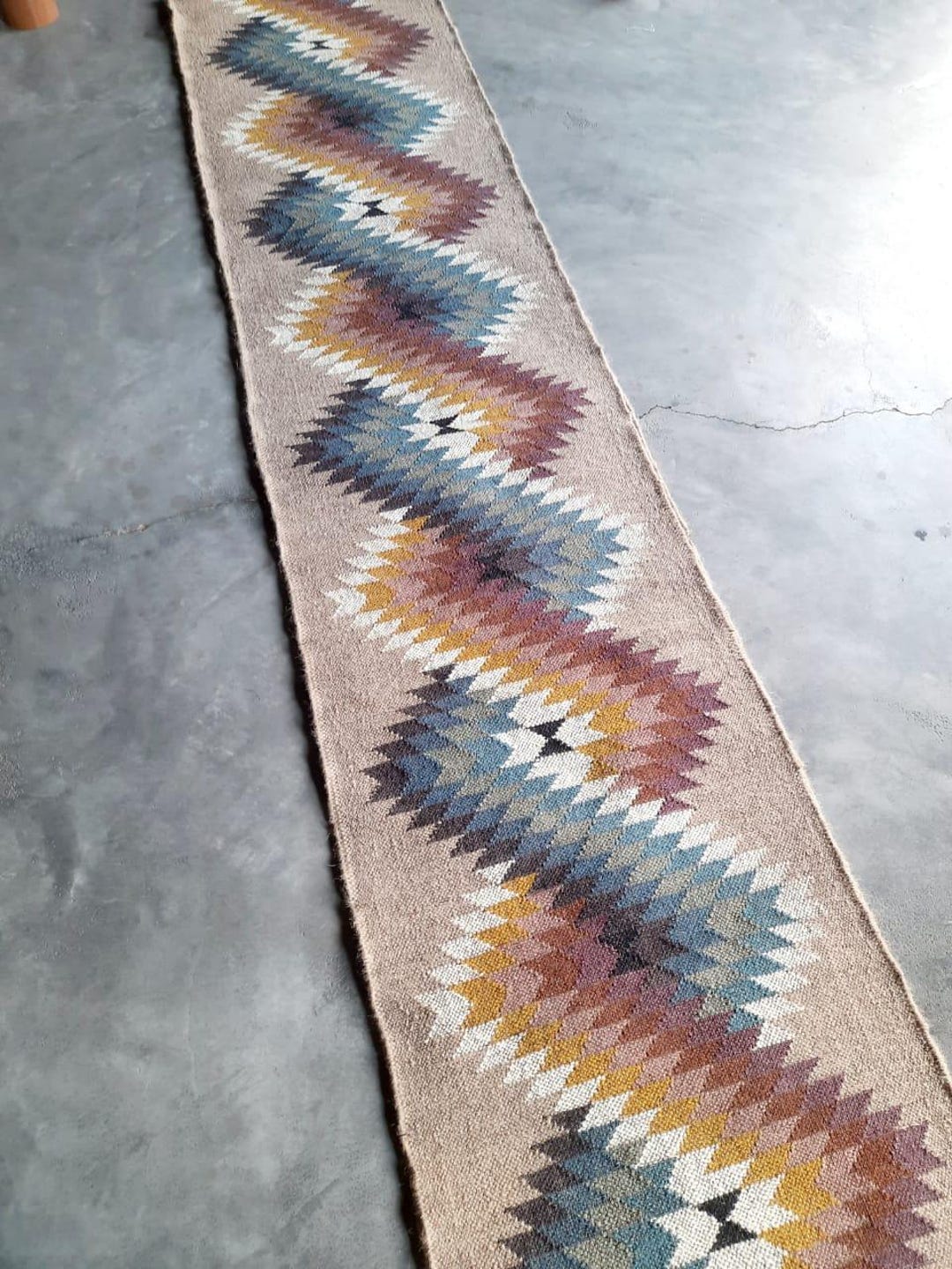 Handwoven Kilim Wool Jute Runner Bohemian Eco Friendly Wool Jute Kilim ...