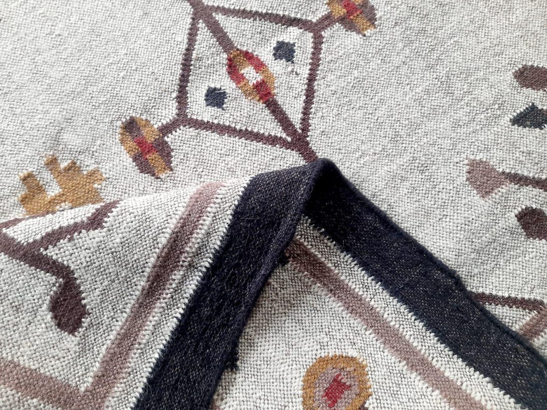 Handmade Navajo Kilim Rug Wool Jute Kilim Rug Aztec Rug Indoor/outdoor ...