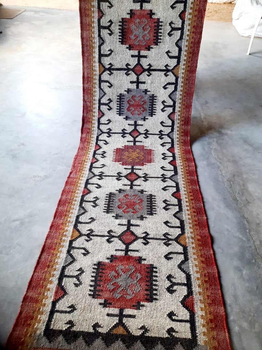 Kilim Runner, Wool Jute Runner, Handmade Runner, Wool Jute Rug, Jute ...