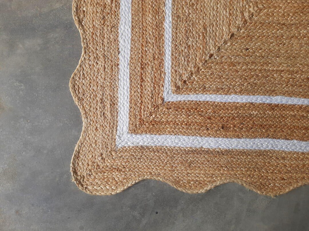 Scalloped Jute Rug - Jute Runner Rug, Scalloped Runner Rug, Bohemian ...