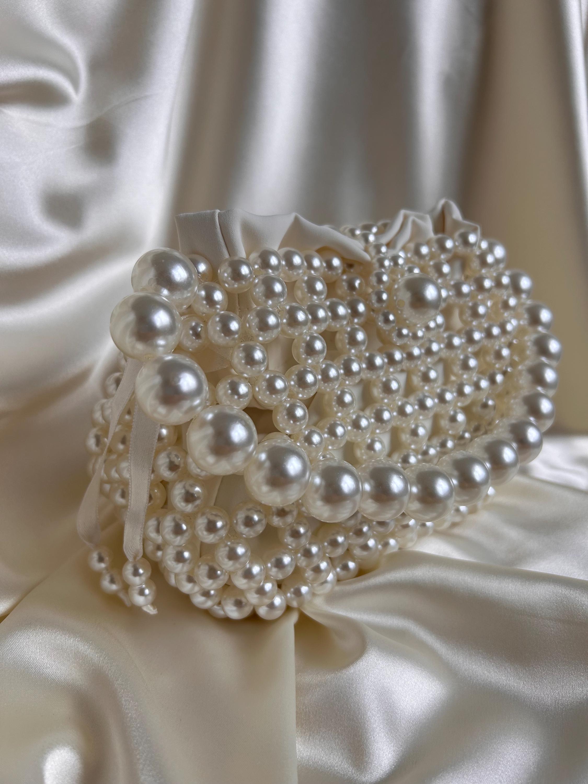 Pearl Beaded Bag, Pearl Clutch Bag, Evening Bag, Handmade Pearl Clutch ...