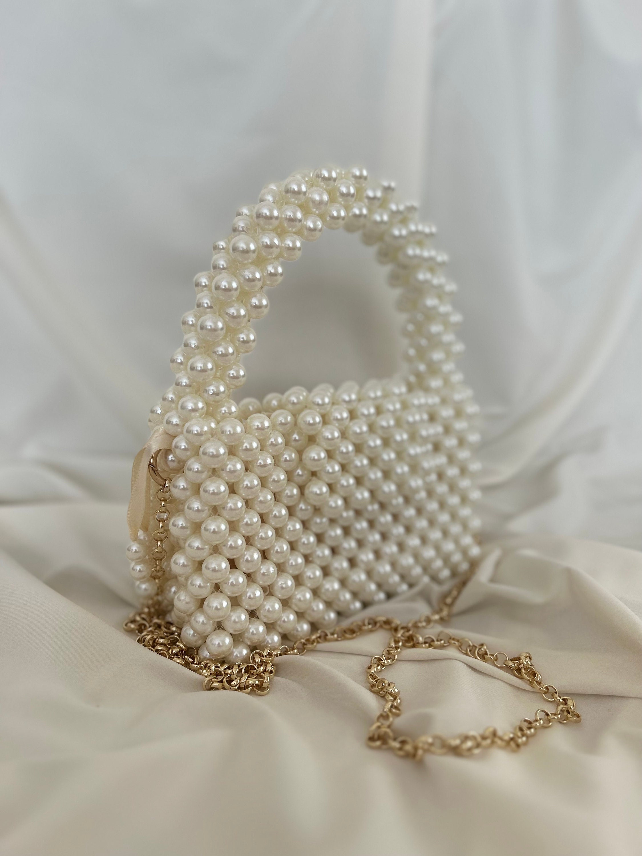 Pearl Clutch Bag, Handmade Pearl Clutch, Luxury Shoulder Bag, Evening ...