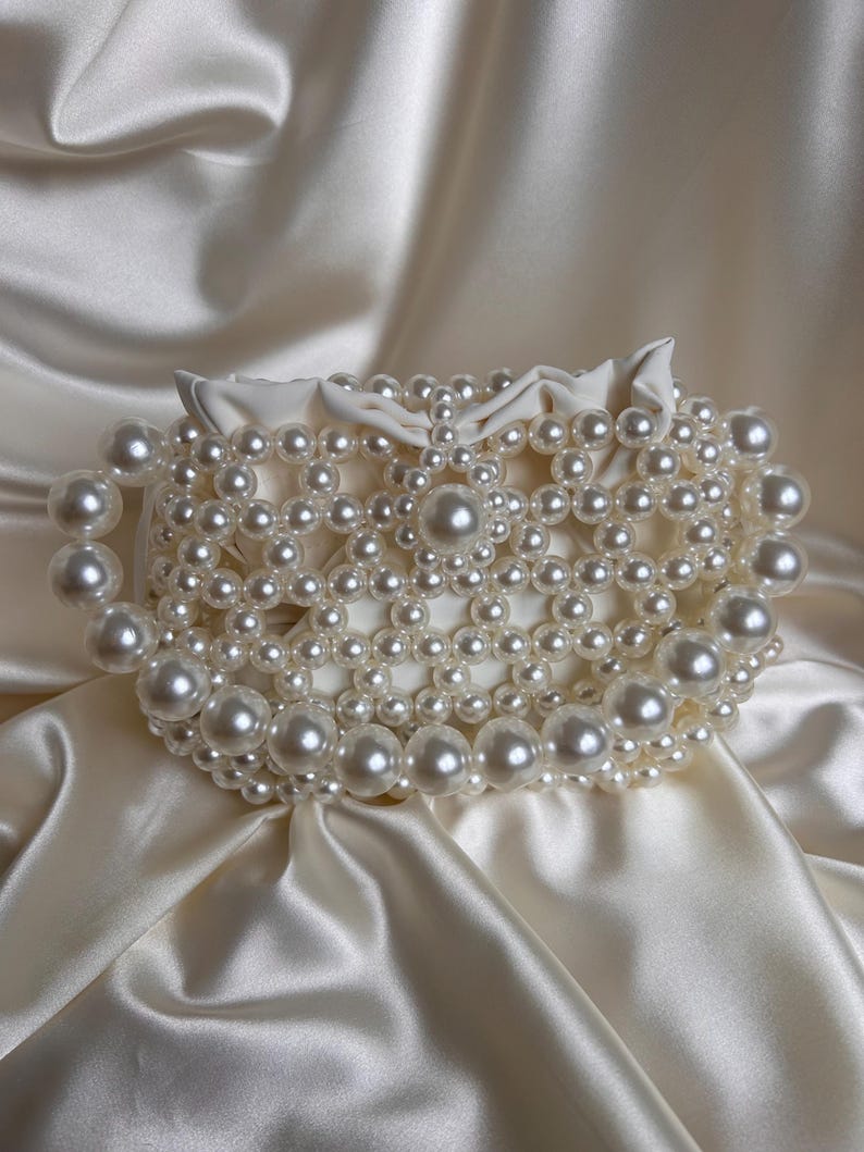 Pearl Beaded Bag, Pearl Clutch Bag, Evening Bag, Handmade Pearl Clutch ...