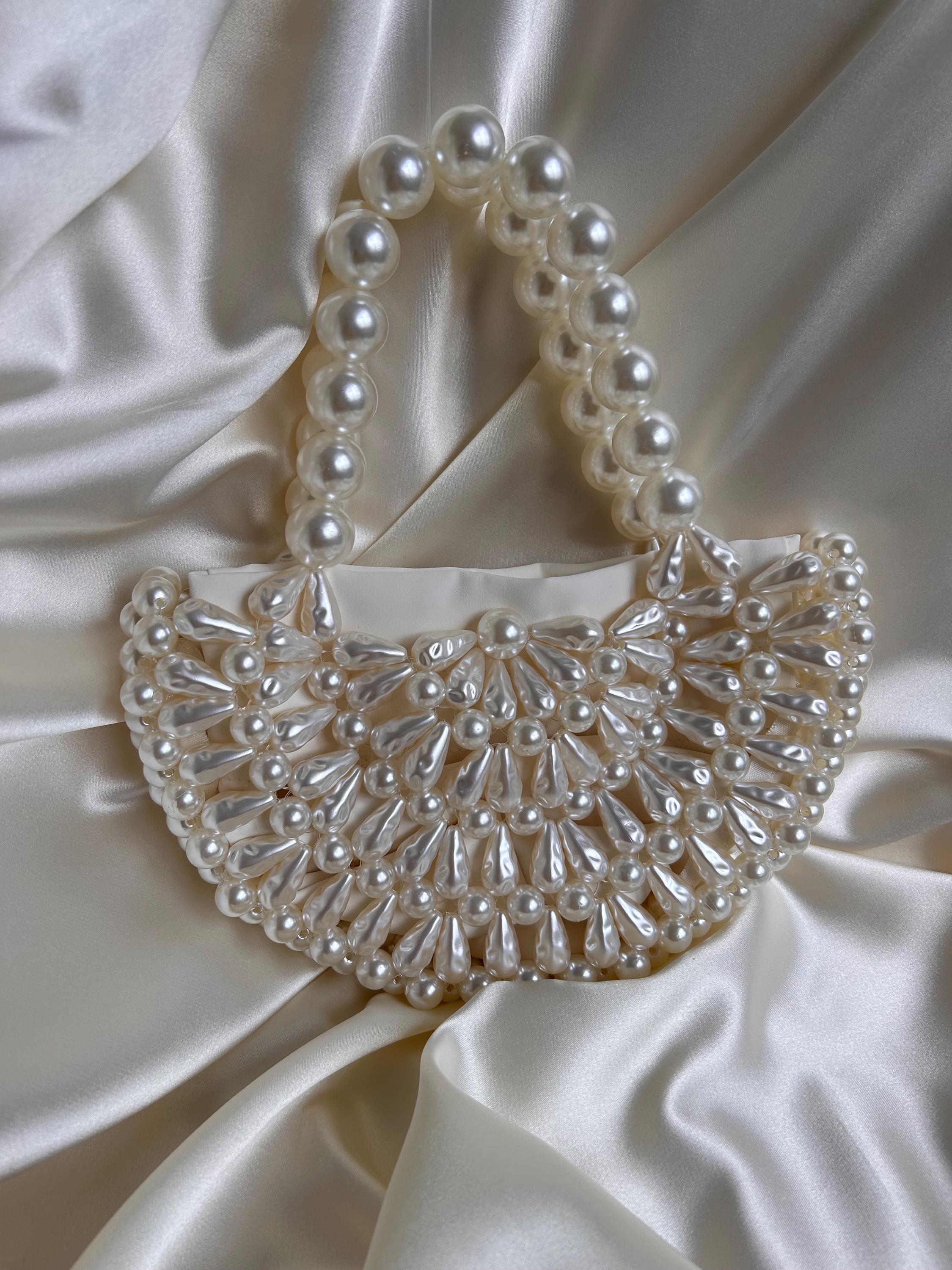 Pearl Beaded Bag, Pearl Clutch Bag, Evening Bag, Handmade Pearl Clutch ...