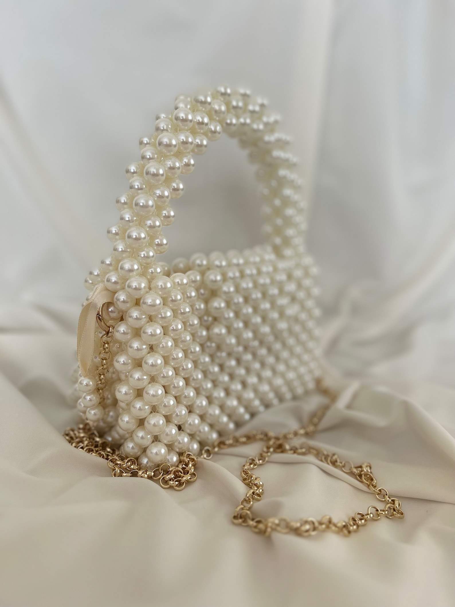 Pearl Clutch Bag, Handmade Pearl Clutch, Luxury Shoulder Bag, Evening ...