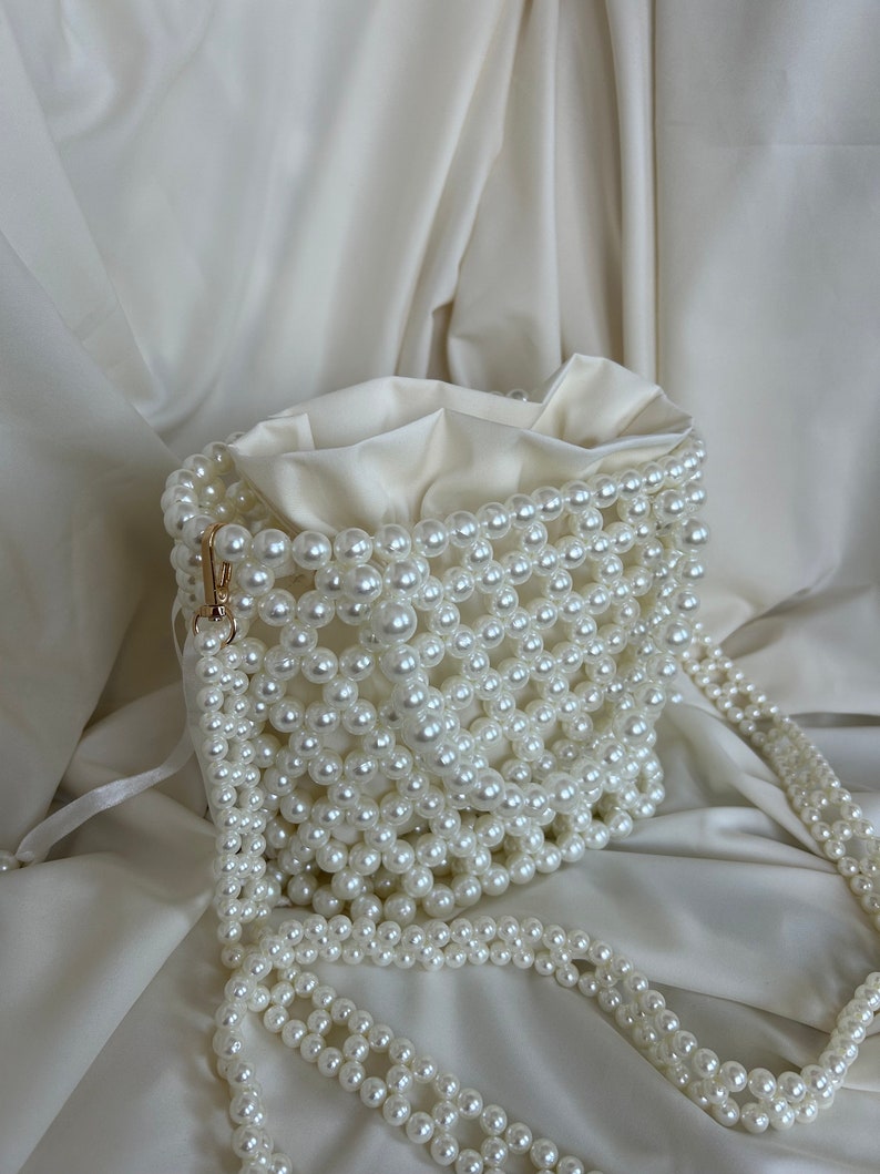 Pearl Beaded Bag, Pearl Clutch Bag, Evening Bag, Handmade Pearl Clutch ...
