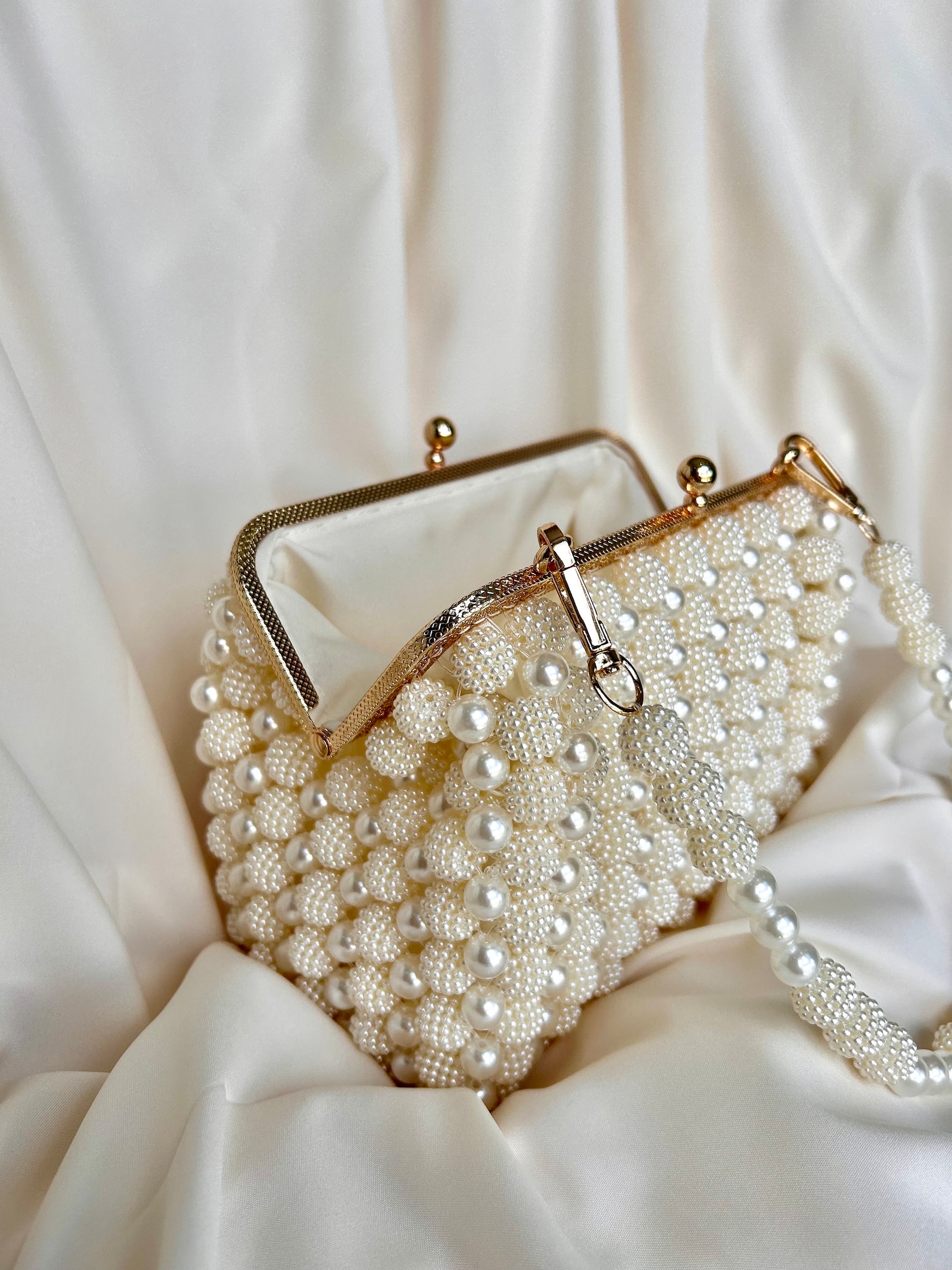 Pearl Beaded Bag, Pearl Clutch Bag, Evening Bag, Handmade Pearl Clutch ...