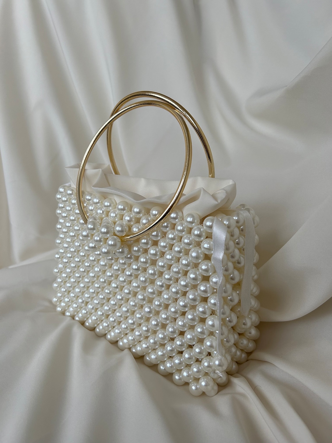 Pearl Beaded Bag, Pearl Clutch Bag, Evening Bag, Handmade Pearl Clutch ...