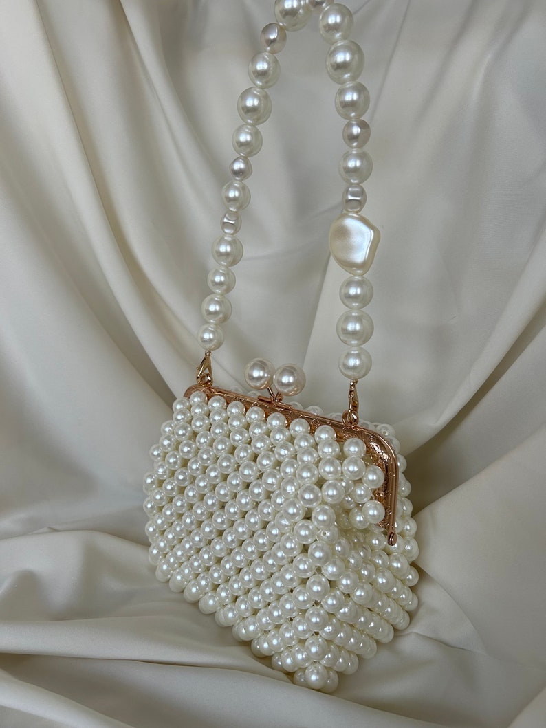 Pearl Beaded Bag, Pearl Clutch Bag, Evening Bag, Handmade Pearl Clutch ...