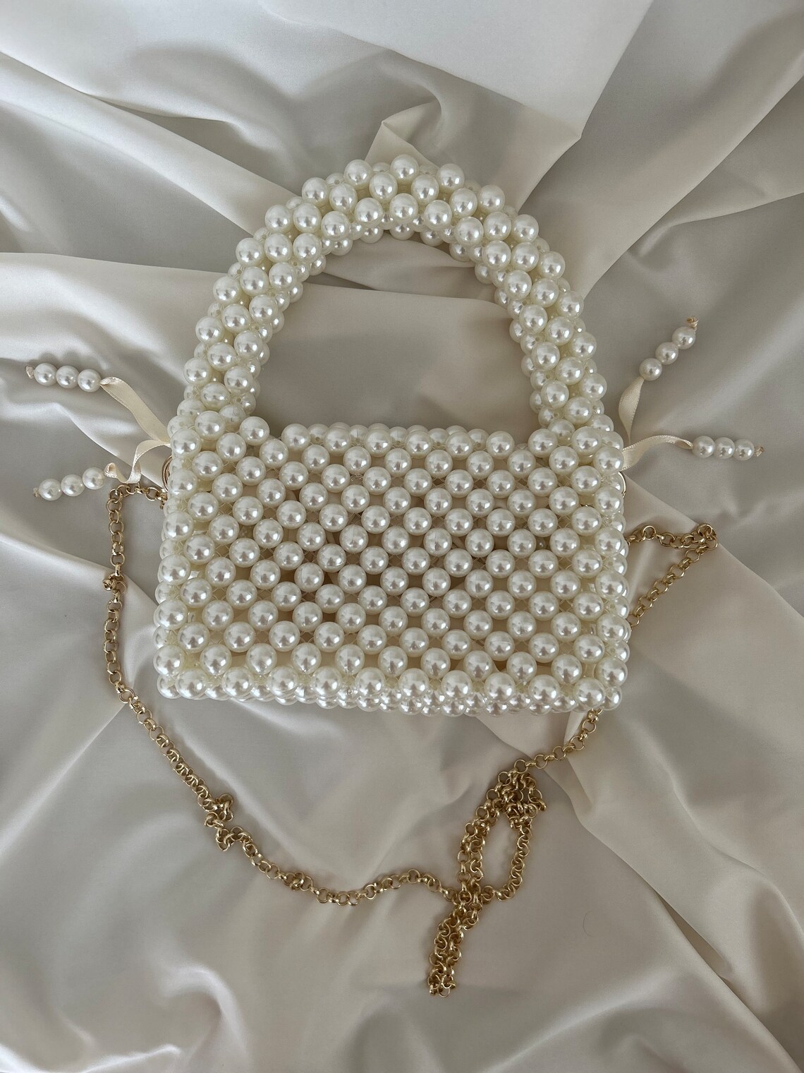 Pearl Clutch Bag, Handmade Pearl Clutch, Luxury Shoulder Bag, Evening ...