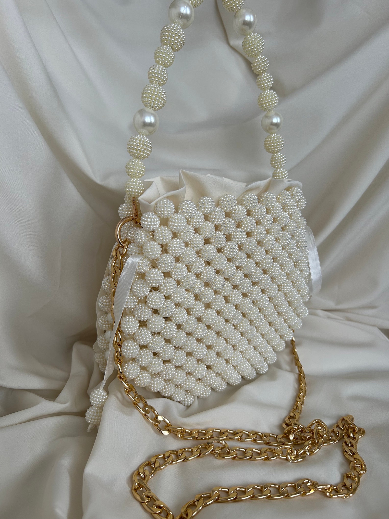 Pearl Beaded Bag, Pearl Clutch Bag, Evening Bag, Handmade Pearl Clutch ...