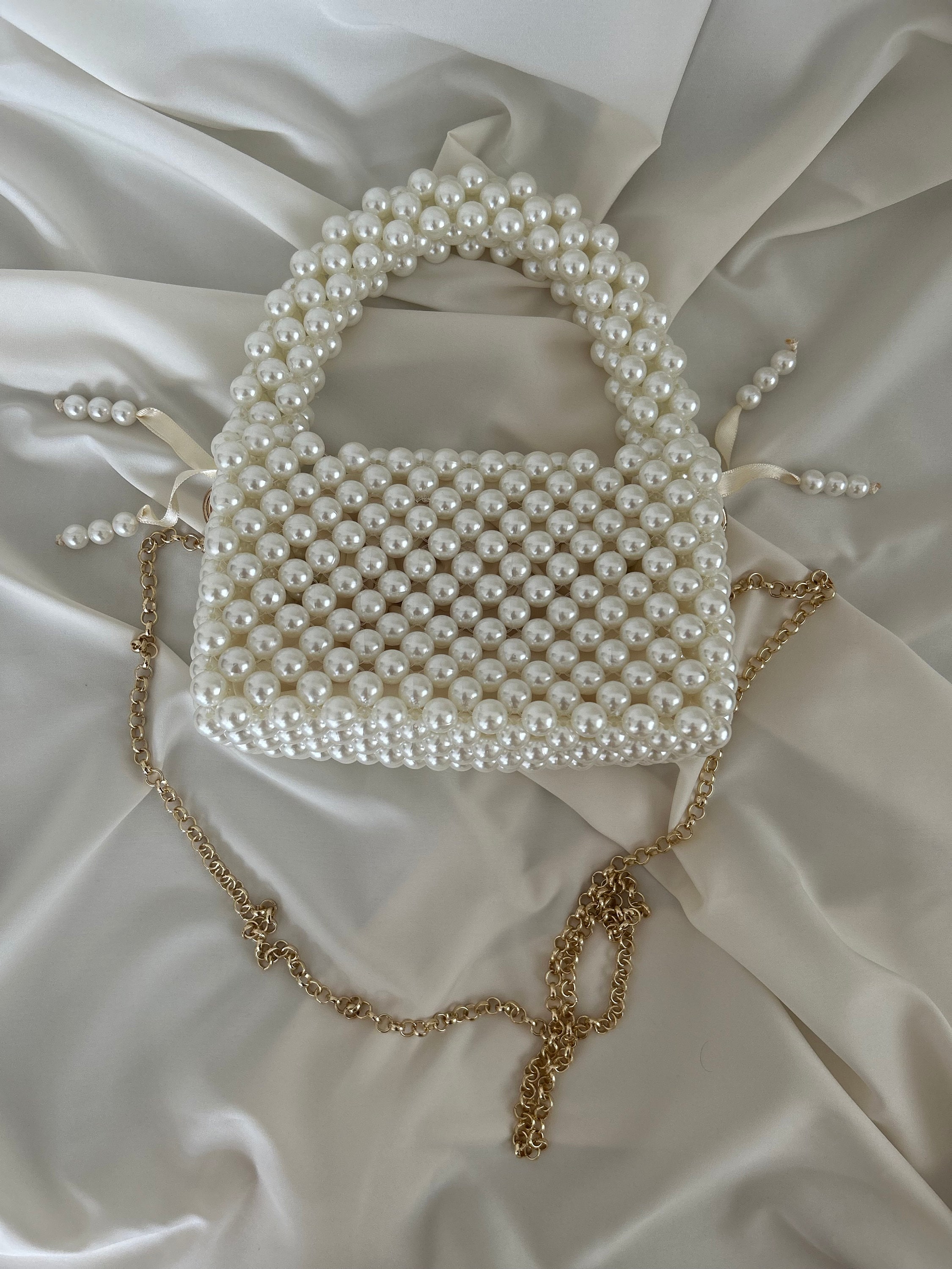 Pearl Clutch Bag, Handmade Pearl Clutch, Luxury Shoulder Bag, Evening ...