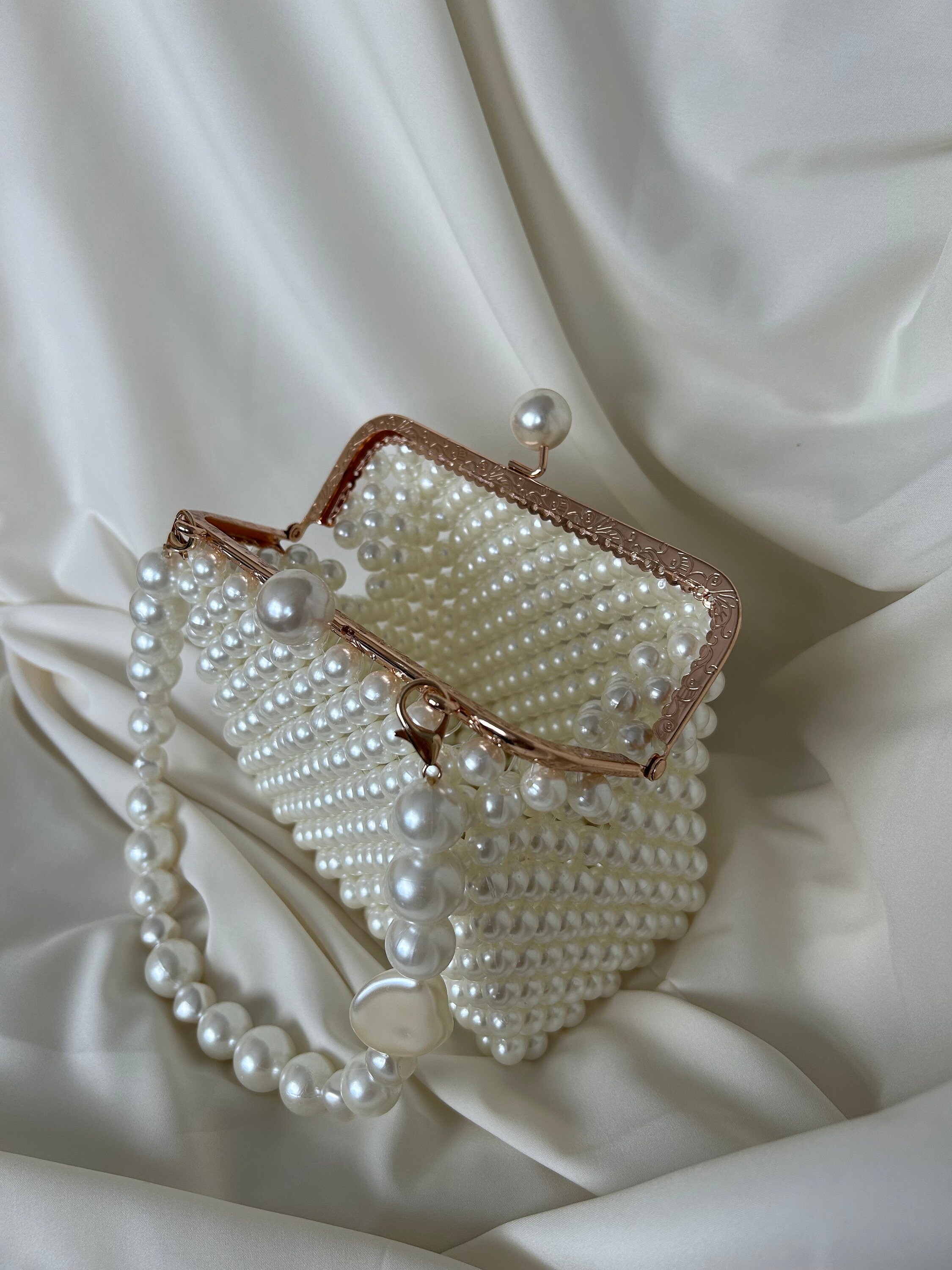 Pearl Beaded Bag, Pearl Clutch Bag, Evening Bag, Handmade Pearl Clutch ...