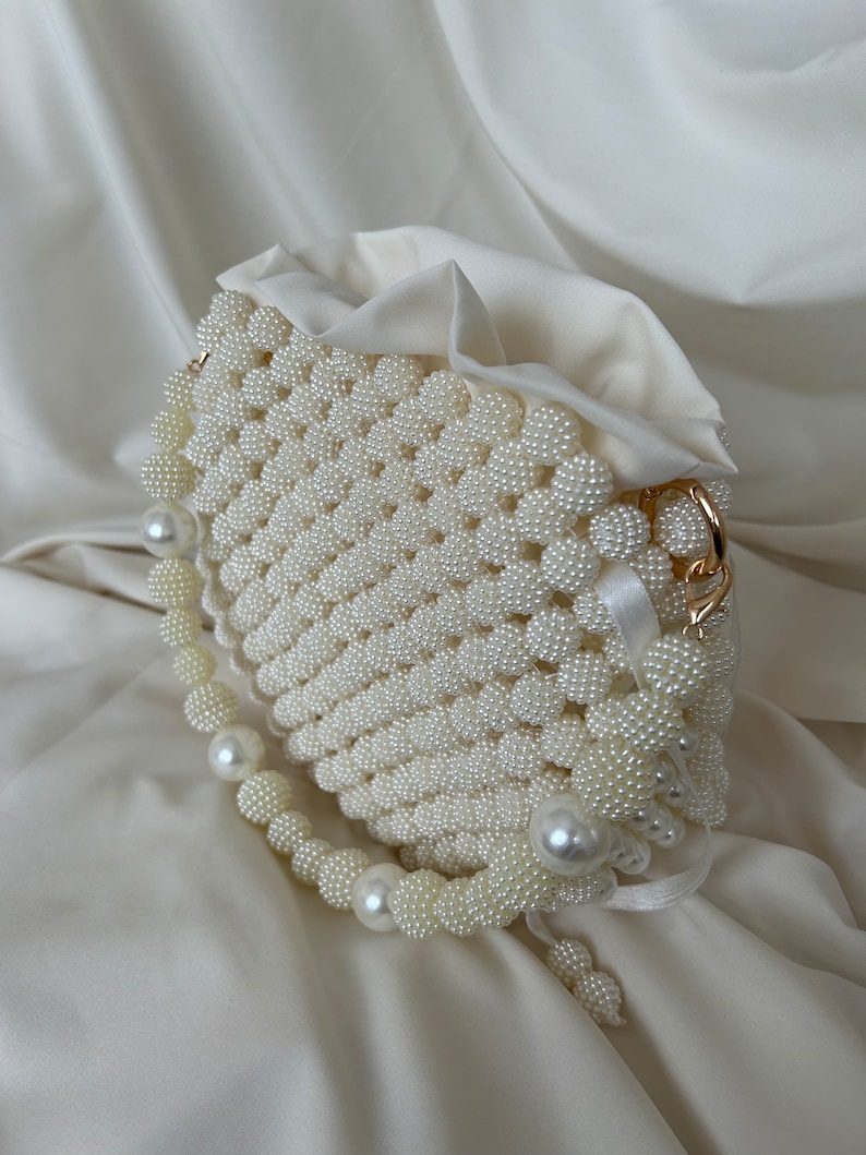 Borsa con perline di perle, pochette di perle, borsa da sera, pochette ...