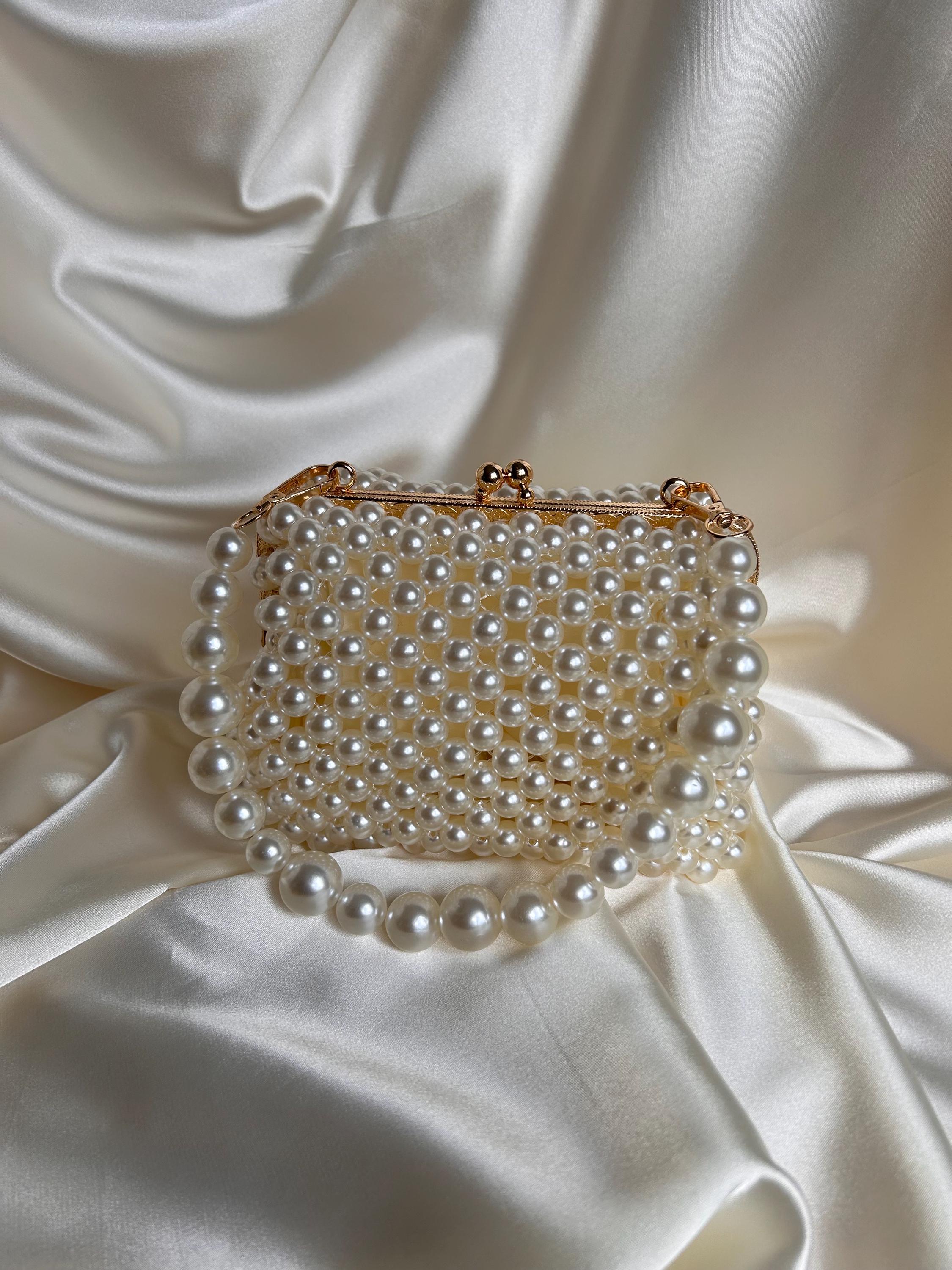 Pearl Beaded Bag, Pearl Clutch Bag, Evening Bag, Handmade Pearl Clutch ...