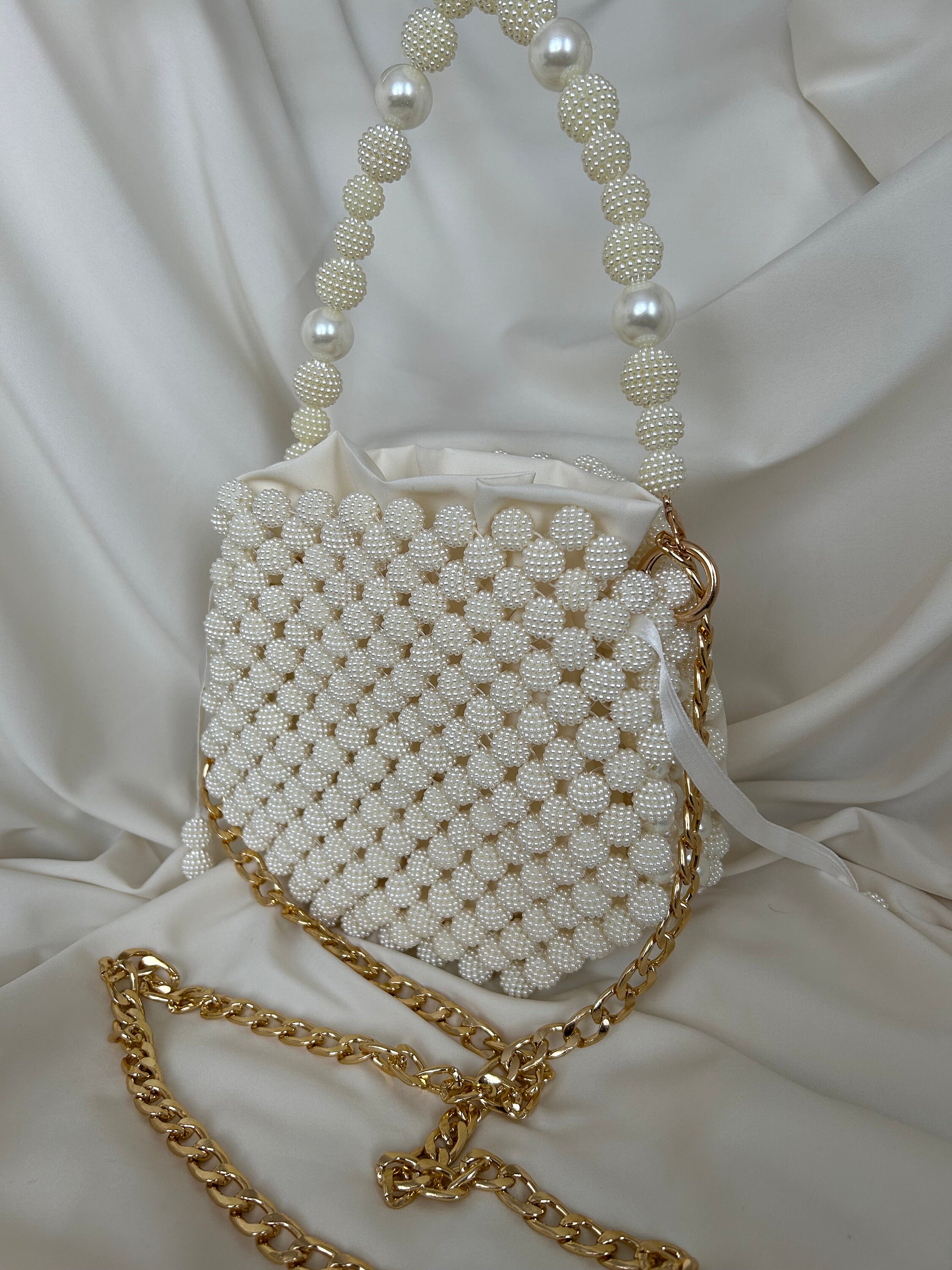 Pearl Beaded Bag, Pearl Clutch Bag, Evening Bag, Handmade Pearl Clutch ...