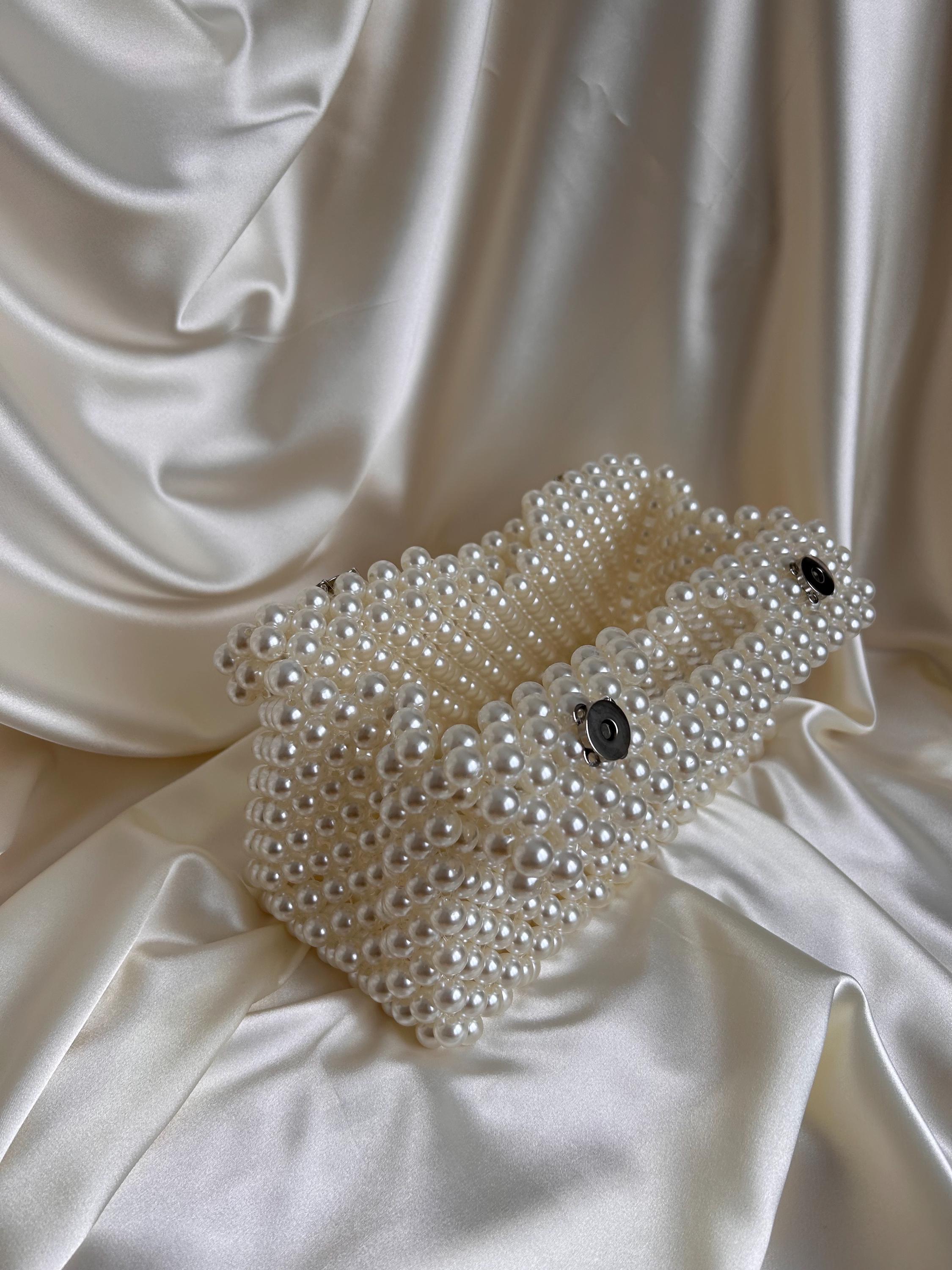 Pearl Beaded Bag, Pearl Clutch Bag, Evening Bag, Handmade Pearl Clutch ...