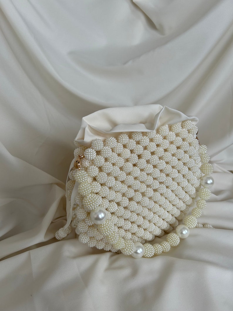 Pearl Beaded Bag, Pearl Clutch Bag, Evening Bag, Handmade Pearl Clutch ...