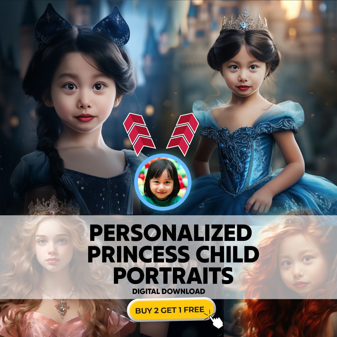 Custom Realistic Princess Kid Portrait, Personalized Portraits ...