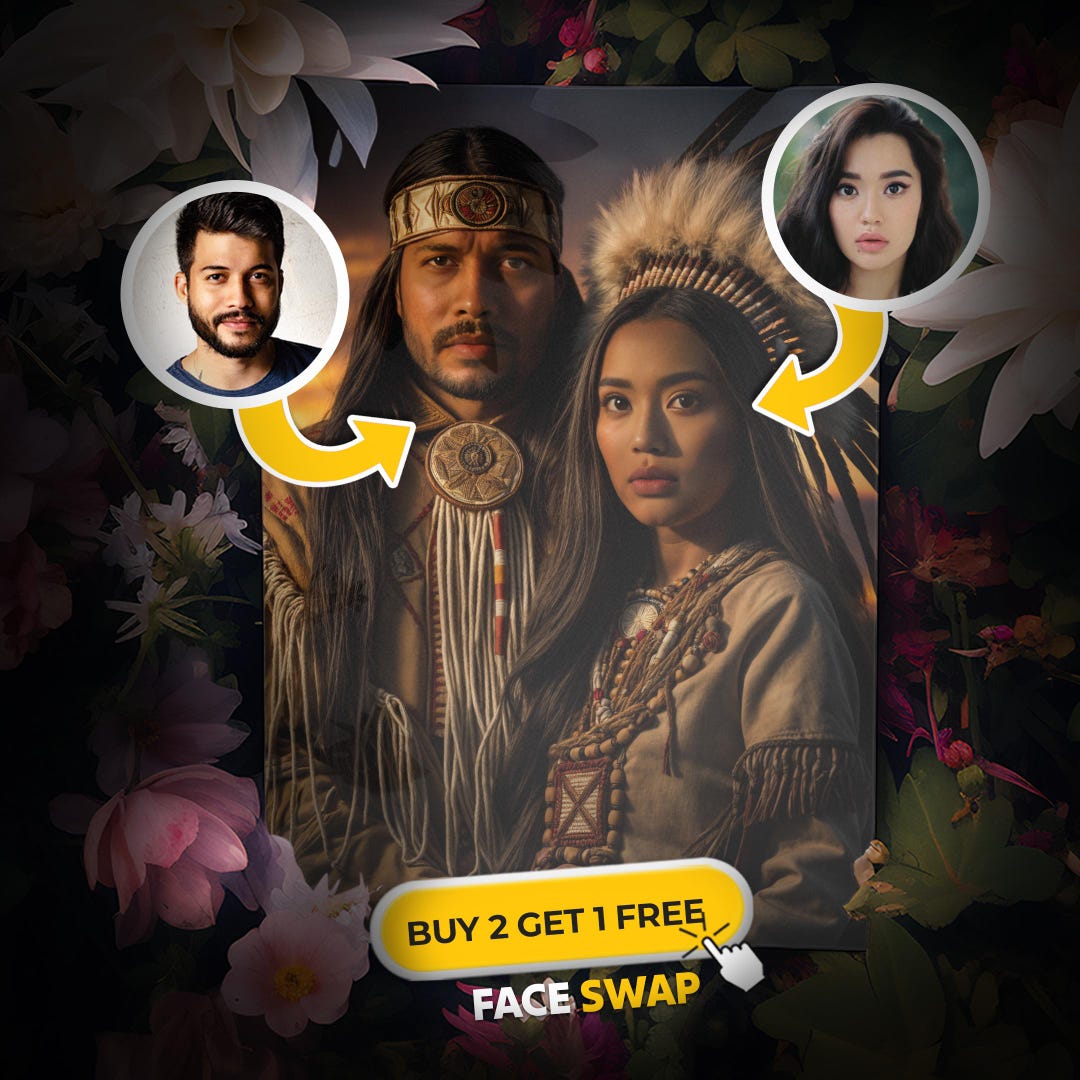 Custom Native American Couple Portrait, Indian Portrait, Family ...