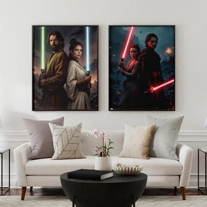 Custom Star Wars Couple Portrait, Custom Jedi Couple Portrait, Family ...