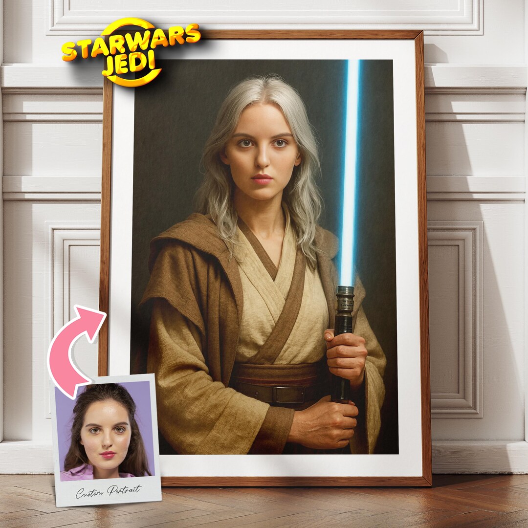 Custom Star Wars Portrait From Photo, Personalized Jedi Portrait ...