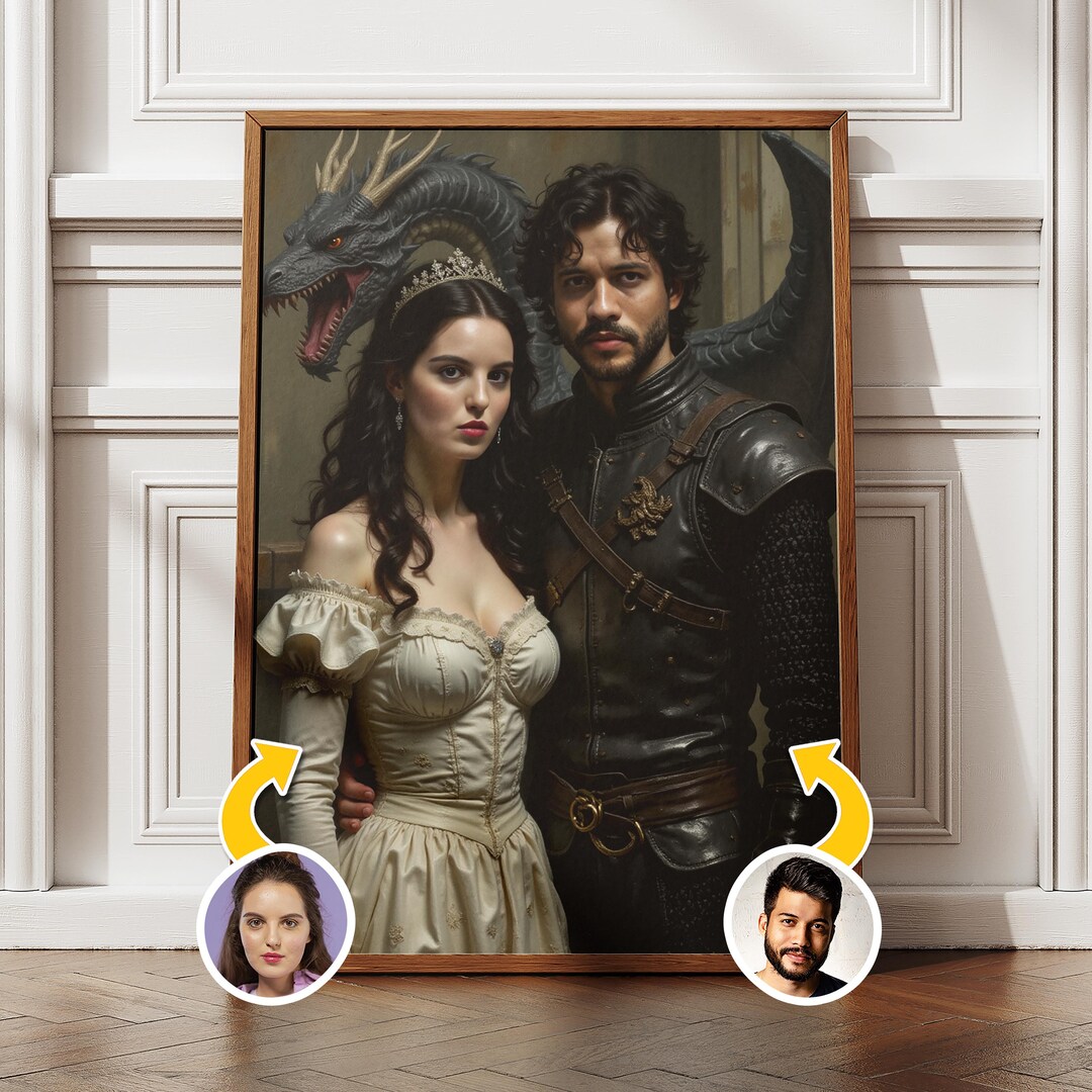 Custom Fantasy Dragon Knight Couple Portrait From Photo | Warrior ...