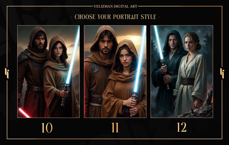 Custom Star Wars Couple Portrait, Jedi Theme (digital Download) - Etsy