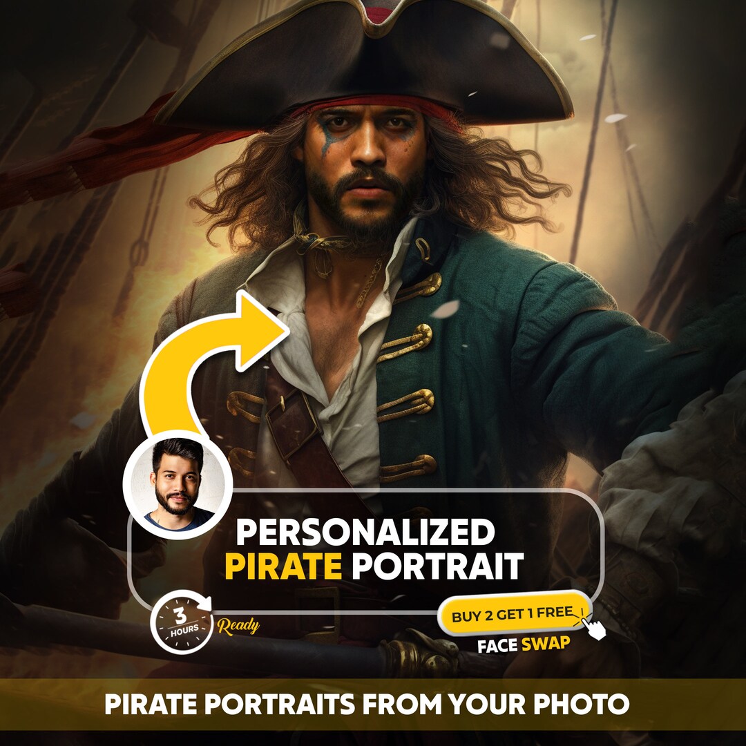 Custom Pirate Man Portrait From Photo, Unique Father's Day and Gift for ...