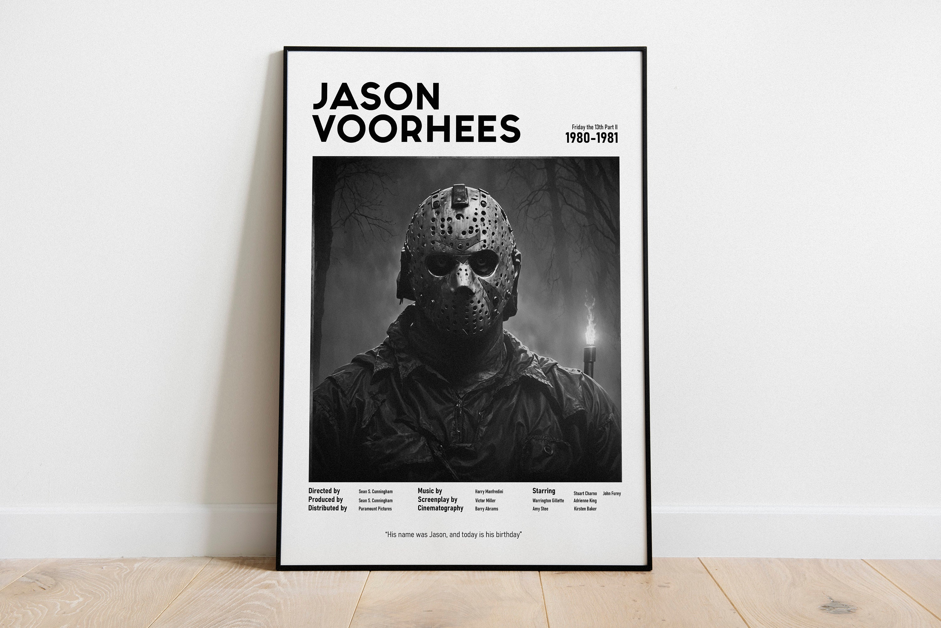 Friday the 13th, Jason Voorhees Poster Black and White Vintage Poster ...