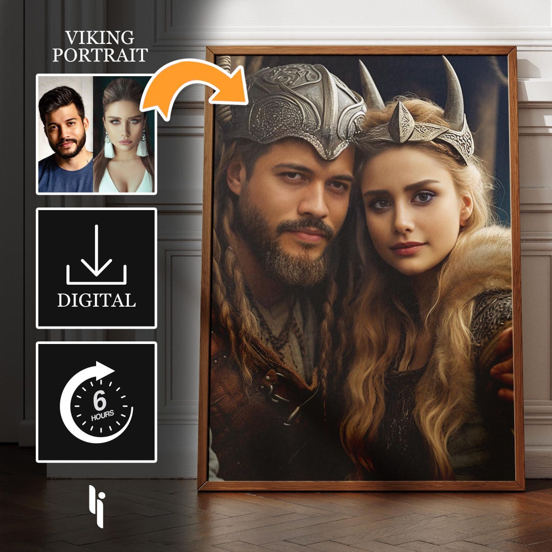 Custom Viking Couple Portrait From Photo (digital Download) - Etsy