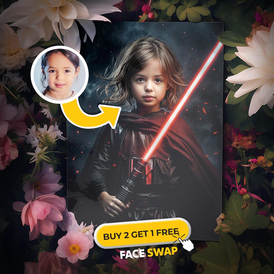 Custom Star Wars Girl Kids Portrait, Halloween Personalized Portraits ...