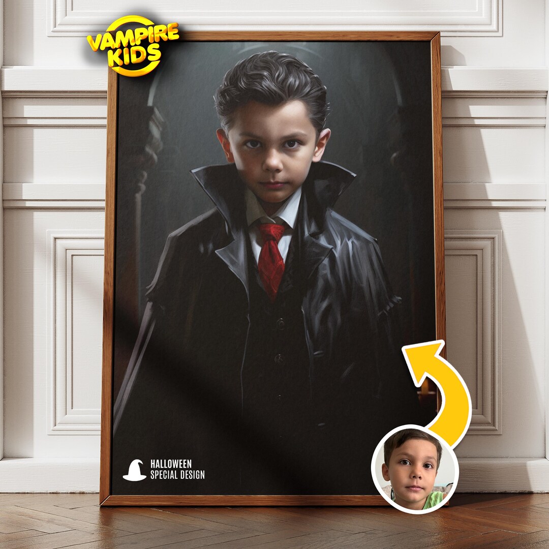 Custom Vampire Kids Portrait, Halloween Portraits for Kids, Child ...