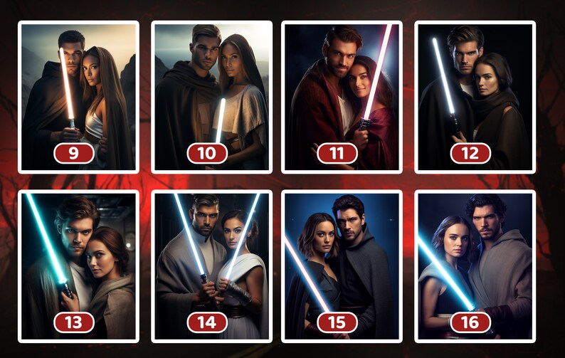 Custom Star Wars Couple Portrait, Custom Jedi Couple Portrait, Family ...