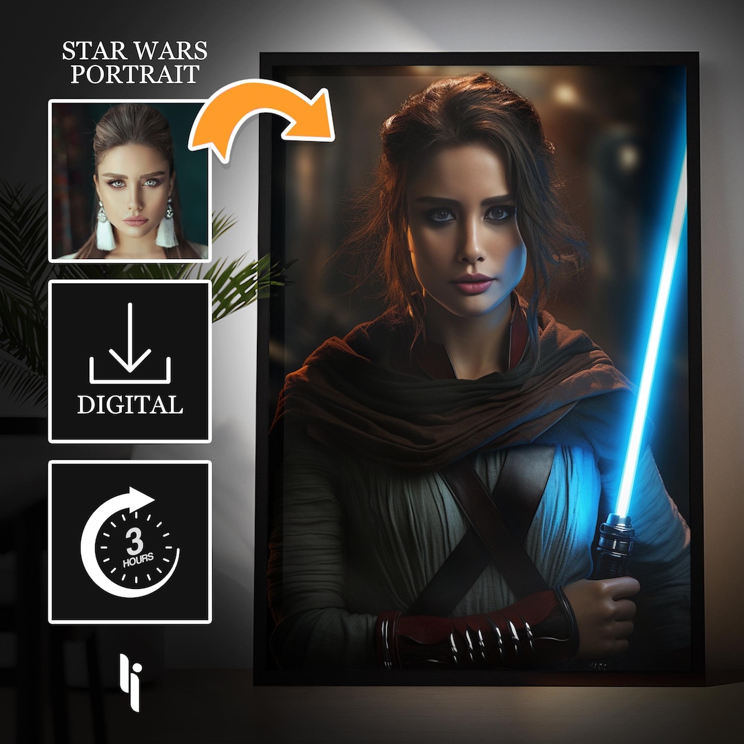 Custom Star Wars Jedi Portrait, Personalized Gift (digital File) - Etsy