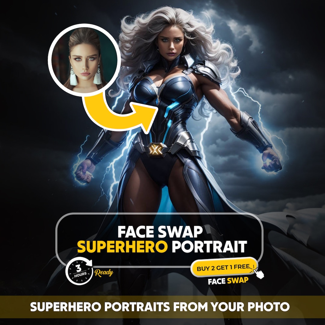 Custom Realistic Storm Portrait, Superhero Portrait From Photo ...