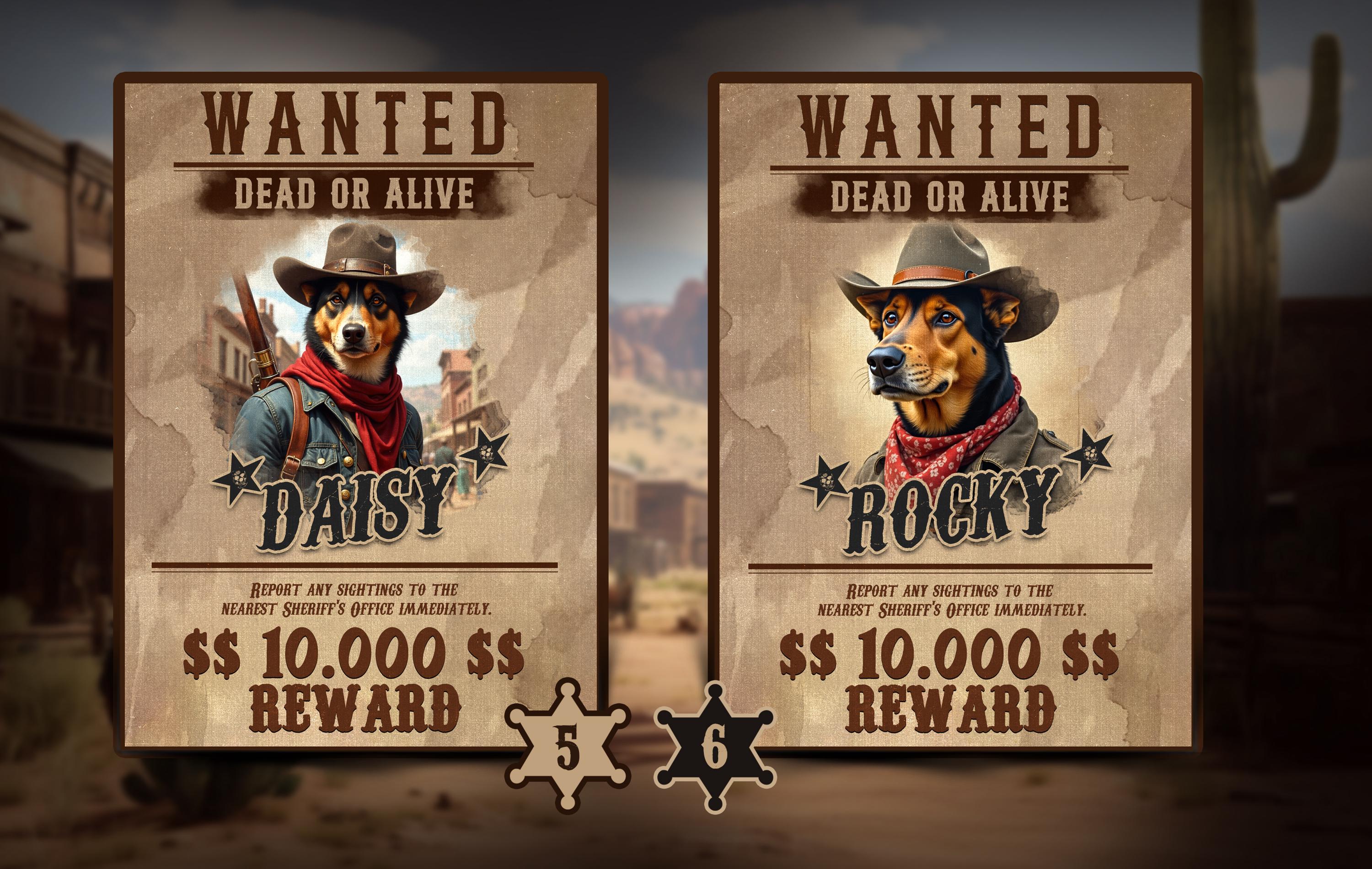 Custom Wanted Poster for Dogs, Personalized Western Portrait for Pets ...