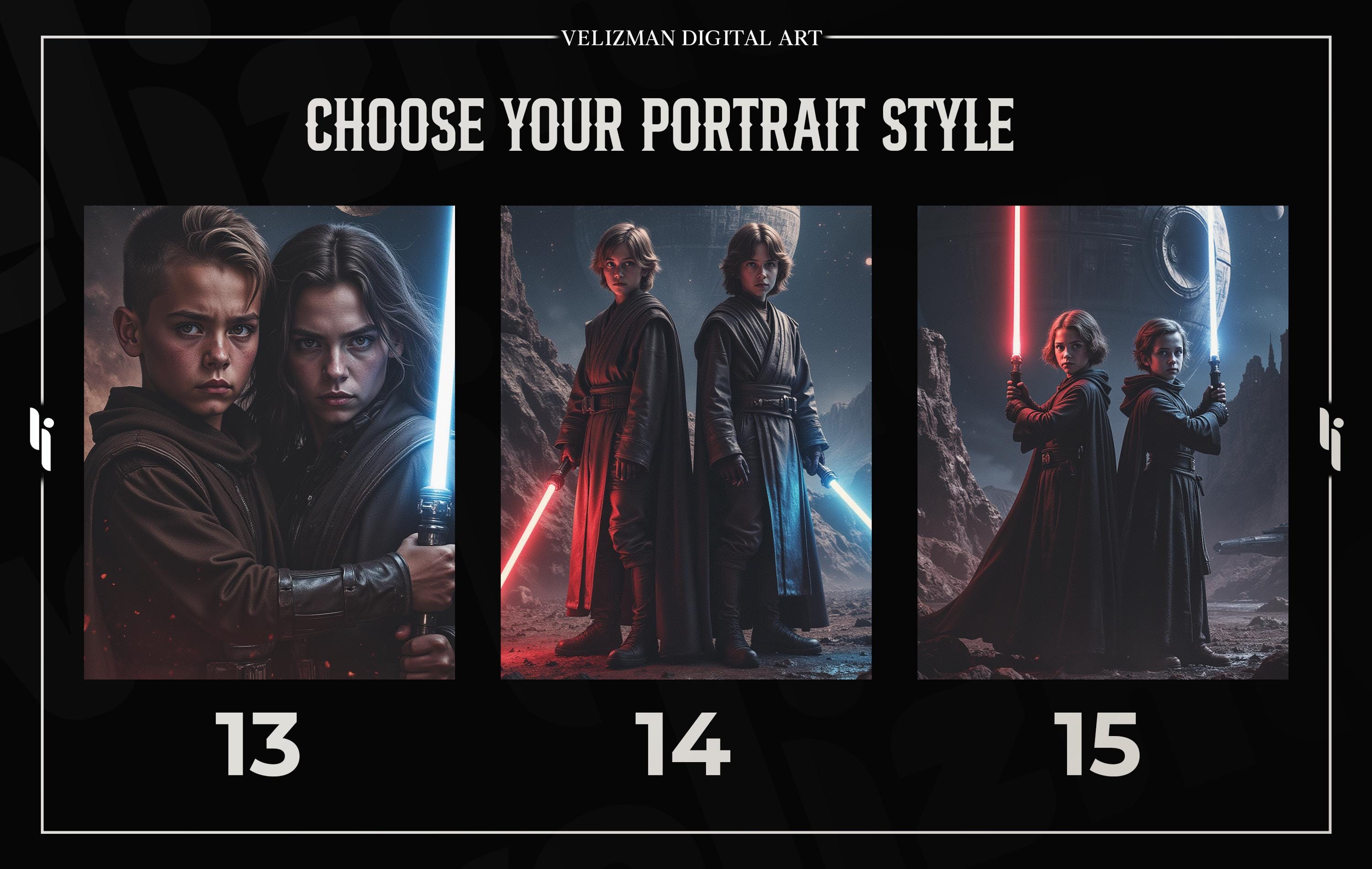 Custom Jedi Family Portrait, Star Wars Kids Portrait, Personalized ...