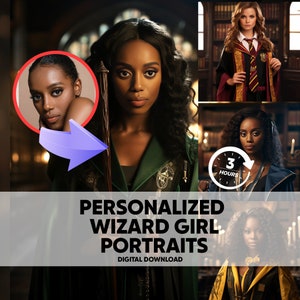 Custom Realistic Wizard Girls Portrait, Personalized Portraits, Custom ...