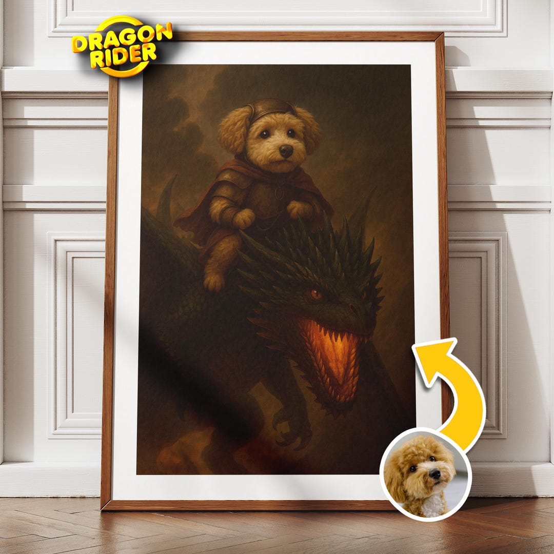 Custom Dragon Rider Pet Portrait, Fantasy Sci-fi Art (digital Download ...