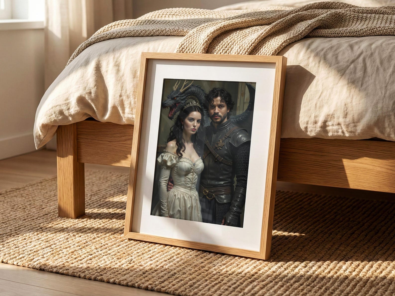 Retrato personalizado de casal de cavaleiros dragões a partir de foto ...