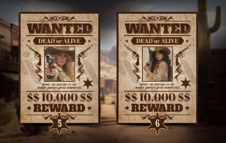 Wanted Poster for Women, Personalized Western Portrait for Women ...