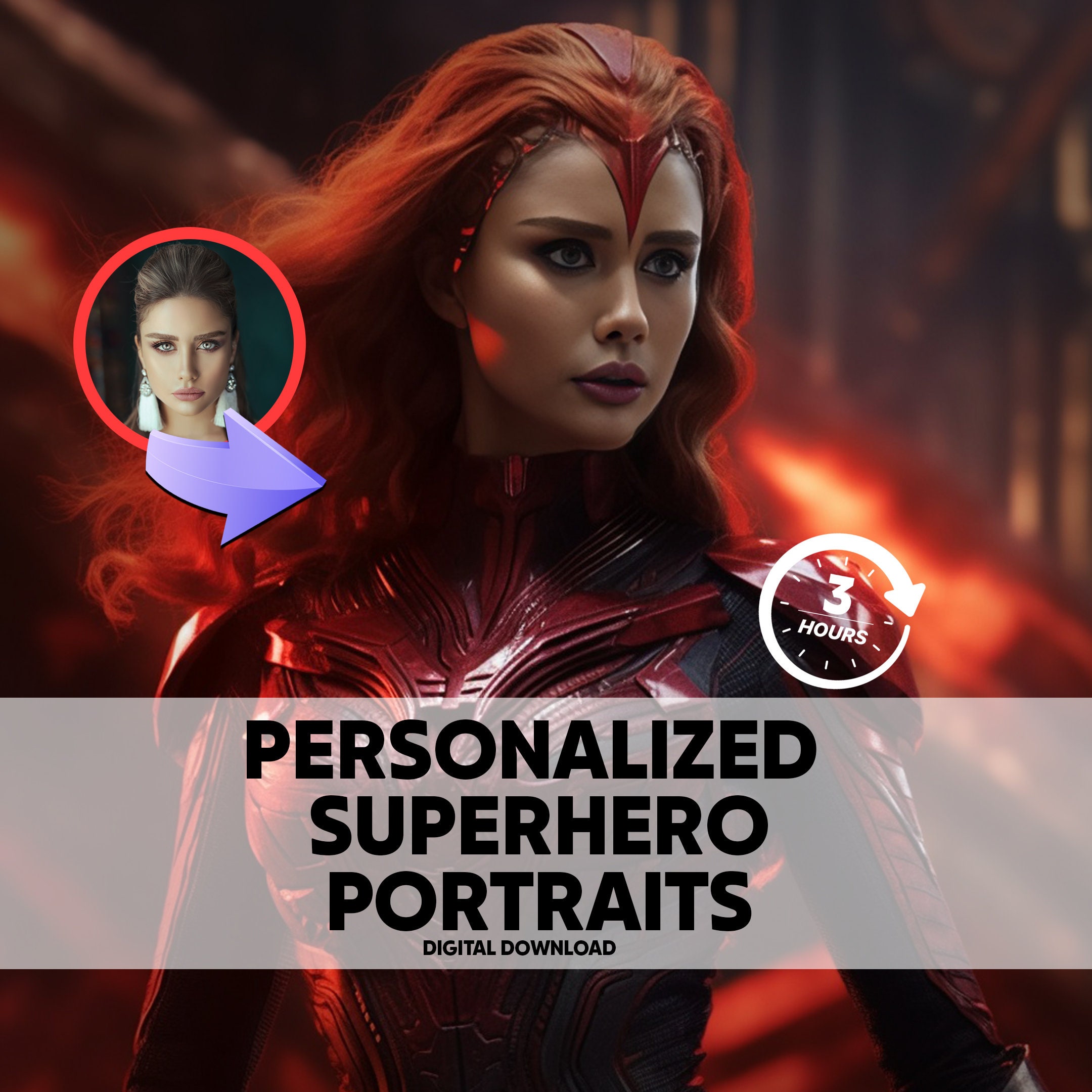 Custom Realistic Superhero Portrait, Personalized Portraits, Superhero ...