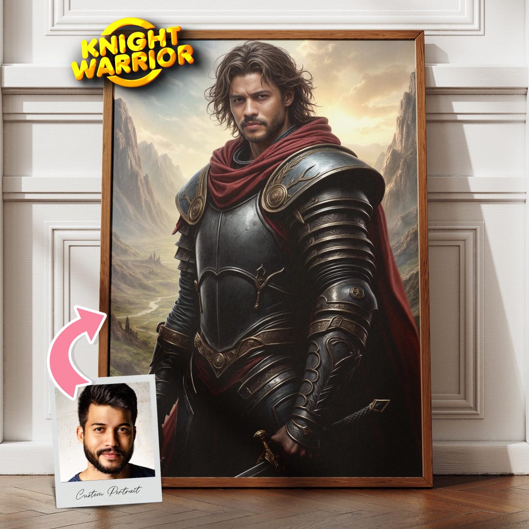 Custom Knight Warrior Portrait From Photo, Personalized Birthday ...