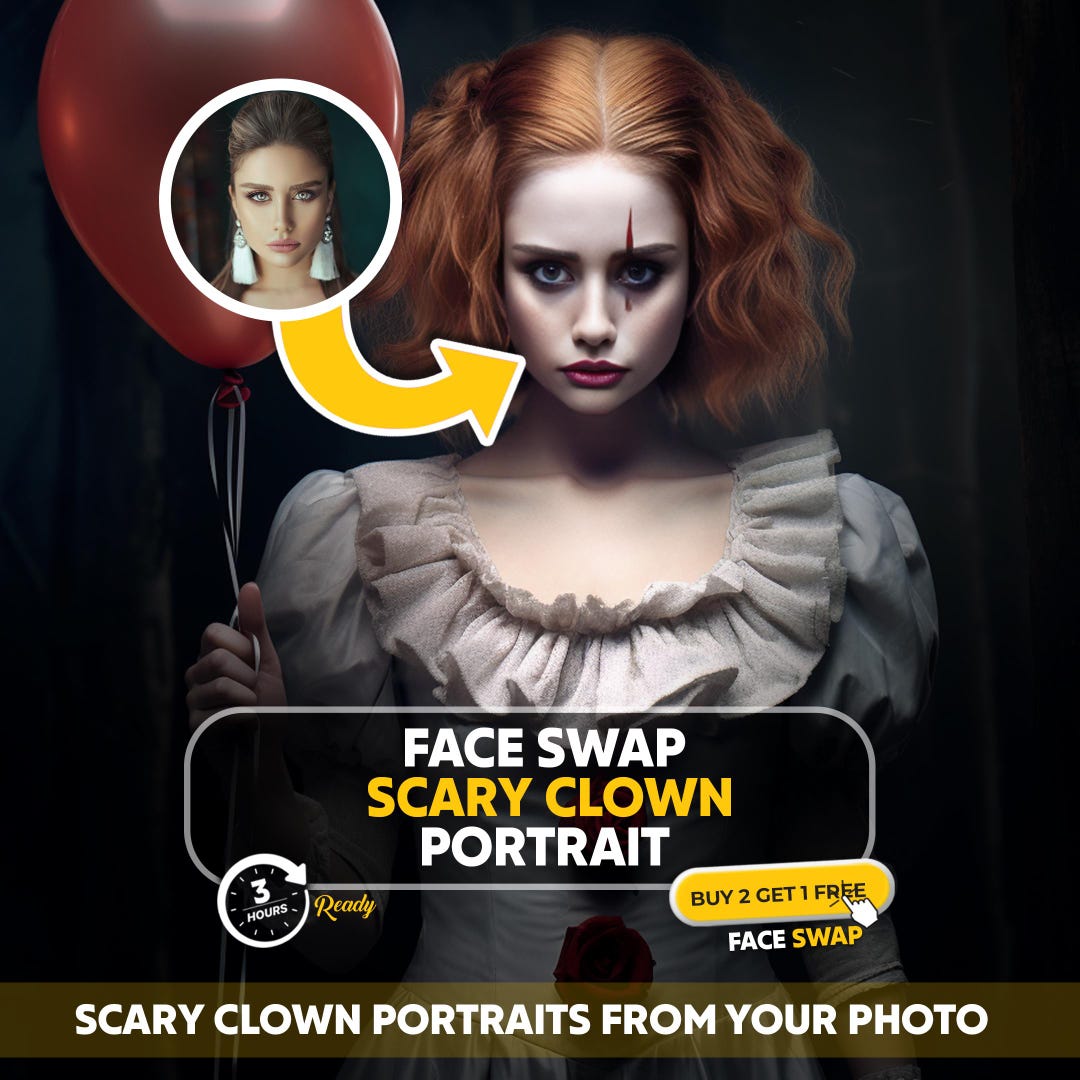 Custom Halloween Clown Portrait, Personalized Portraits, Clown Portrait ...